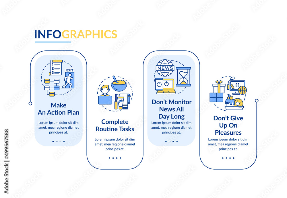 Dealing with emotions rectangle infographic template. War actions. Data visualization with 4 ...