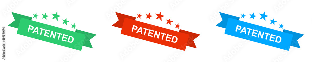 Patented label vector set. Patent stamp badge on white background ...