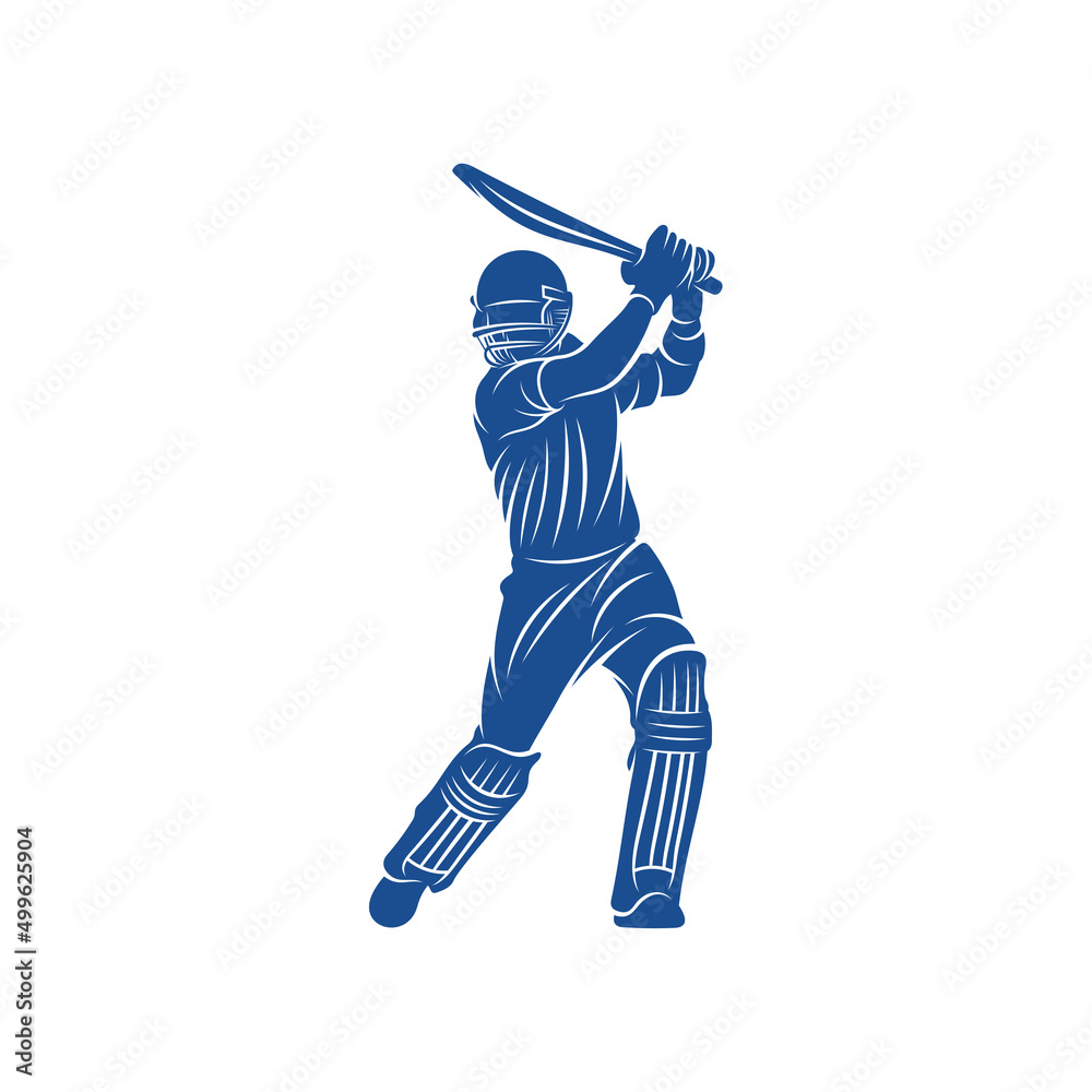 Cricket player logo design vector. Icon Symbol. Template Illustration ...