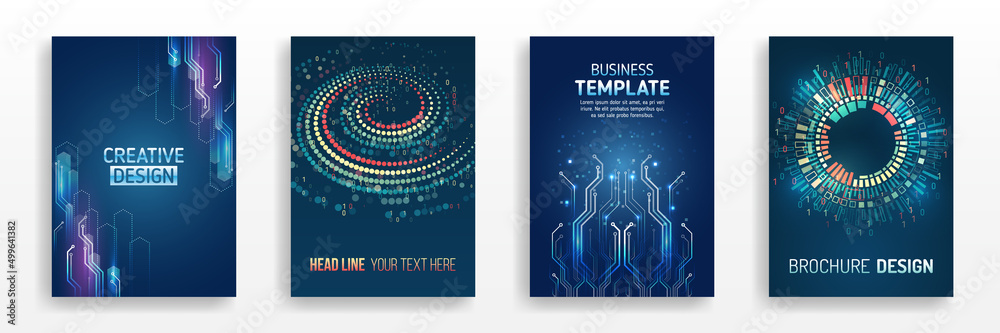 Abstract vector template in hi-tech style. Modern cover design using ...