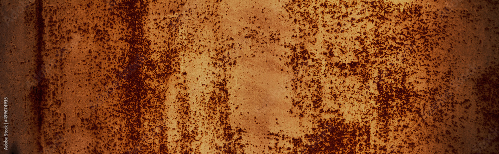 Empty rusty corrosion and oxidized background, horizontal banner ...