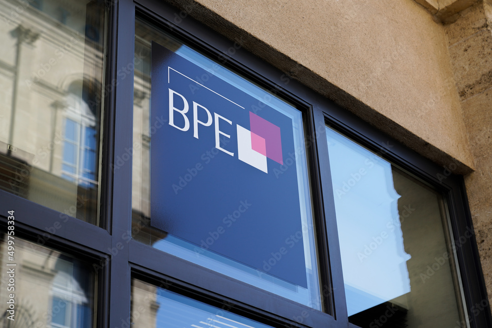 Bpe Banque Privee Europeenne logo brand and sign text front facade ...