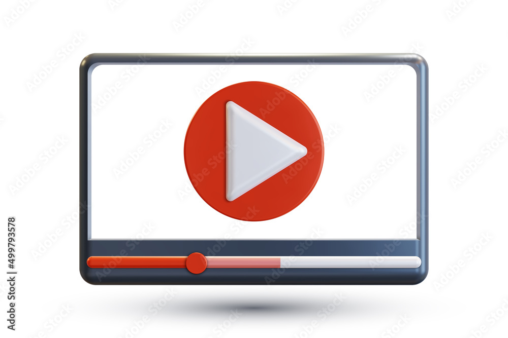 Minimal video or media player interface, social media concept ...