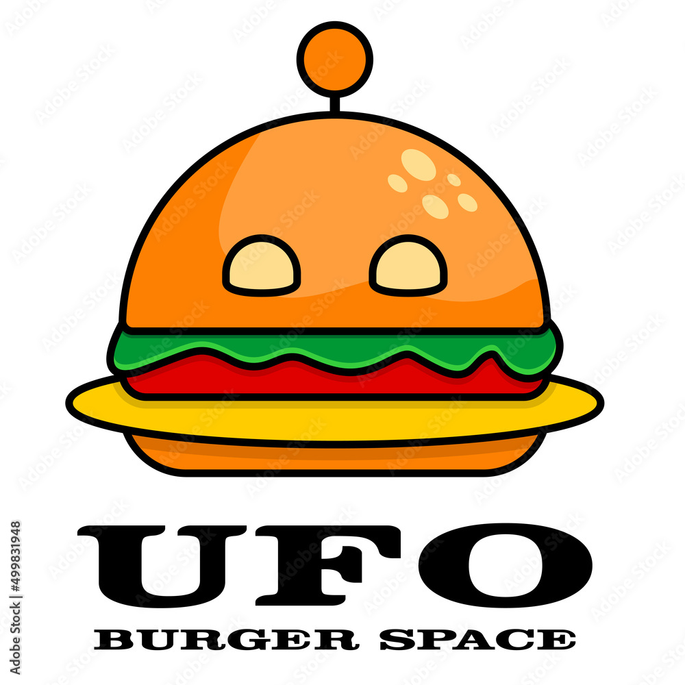space burger ufo plane. vector illustration of a logo template ...