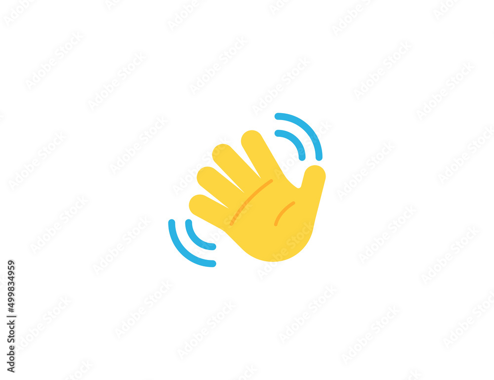 Waving hand vector emoticon. Isolated hello, hi, bye hand gesture emoji ...