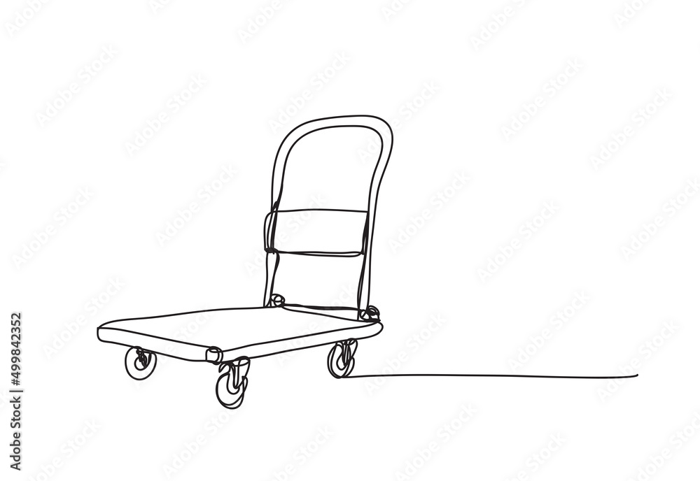 trolley on white background ,continuous line drawing , vector design ...