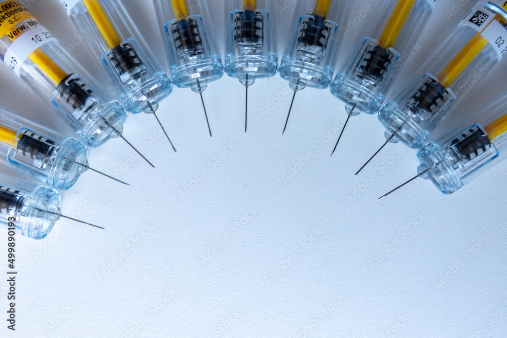 New medical vaccines ready for injection with syringe and vaccine to ...