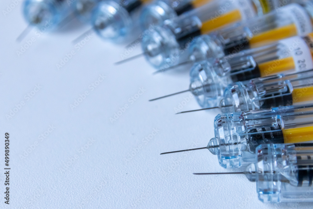 New medical vaccines ready for injection with syringe and vaccine to ...