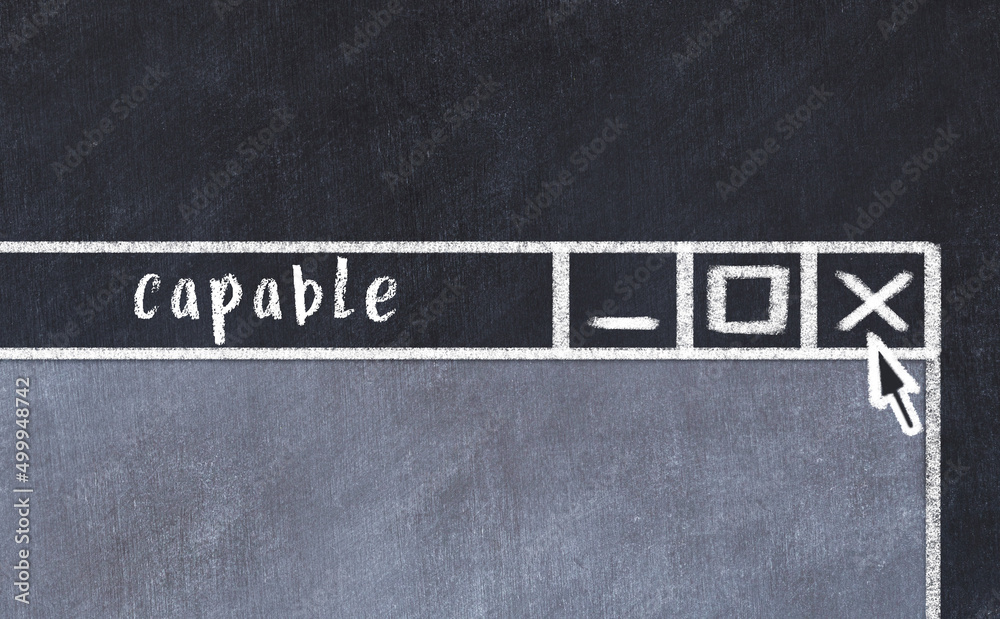 Concept of dealing with problem. Chalk drawing of closing browser ...