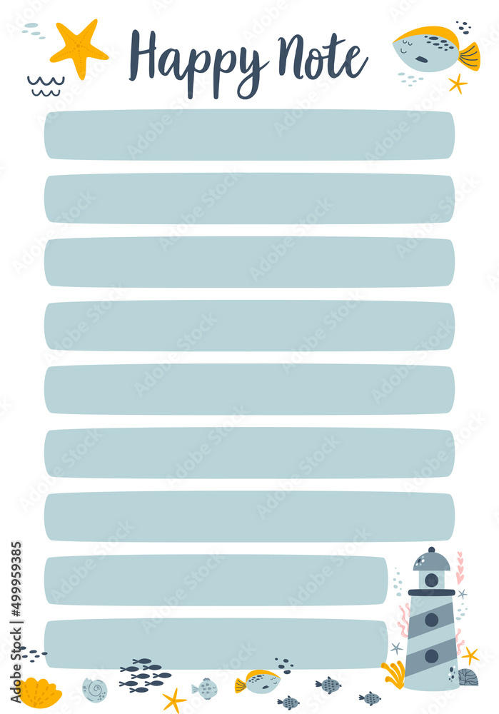 To do list template. Daily planner list weekly planner Ocean happy note ...