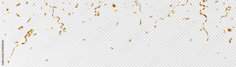 Confetti on a transparent background. Falling shiny golden confetti ...