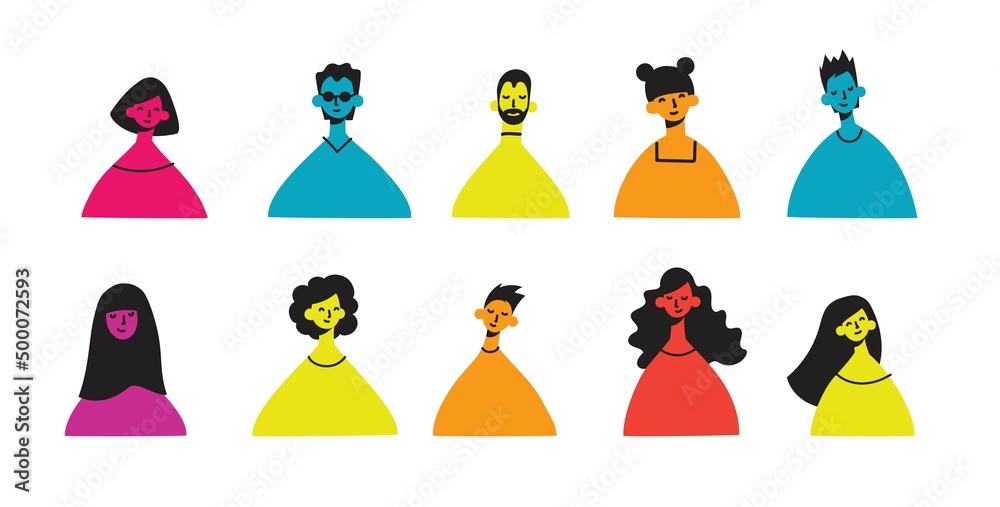 Diverse faces of people set. Human Avatars Collection. Old and young ...
