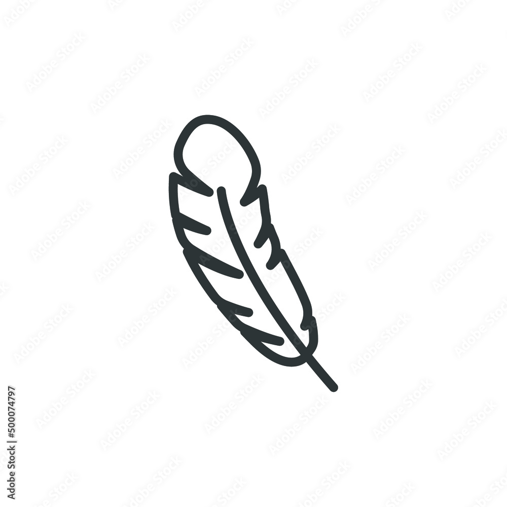 Vector sign of the feather symbol is isolated on a white background ...