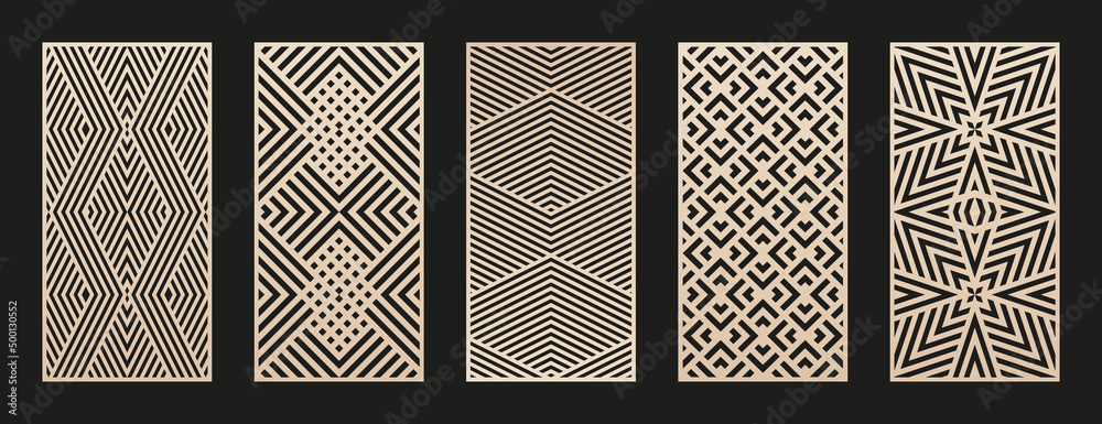 Laser cut patterns set. Vector collection of abstract geometric ...