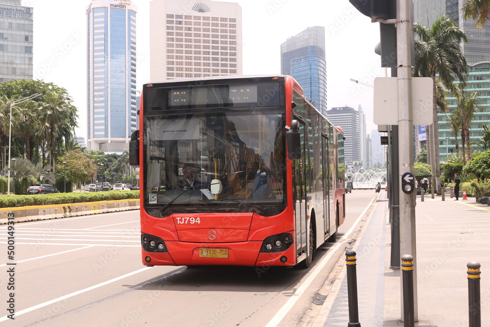 February 10, 2020, Jakarta, Indonesia: TransJakarta (stylised as ...