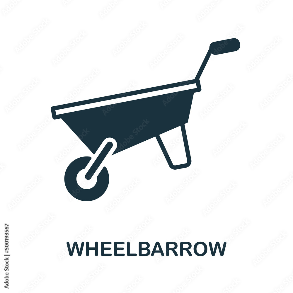 Wheelbarrow icon. Monochrome simple Wheelbarrow icon for templates, web ...
