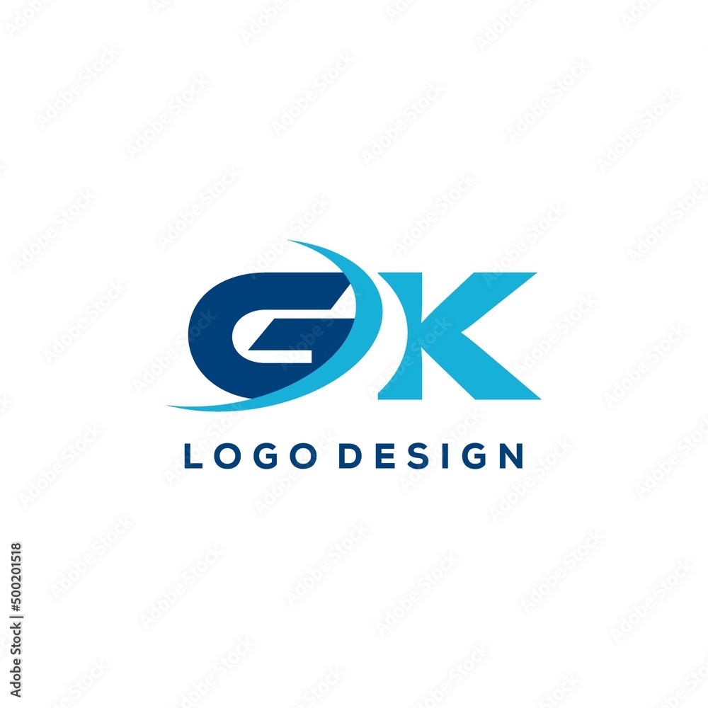 Letter GK logo combined with swoosh curved line Stock Vector | Adobe Stock