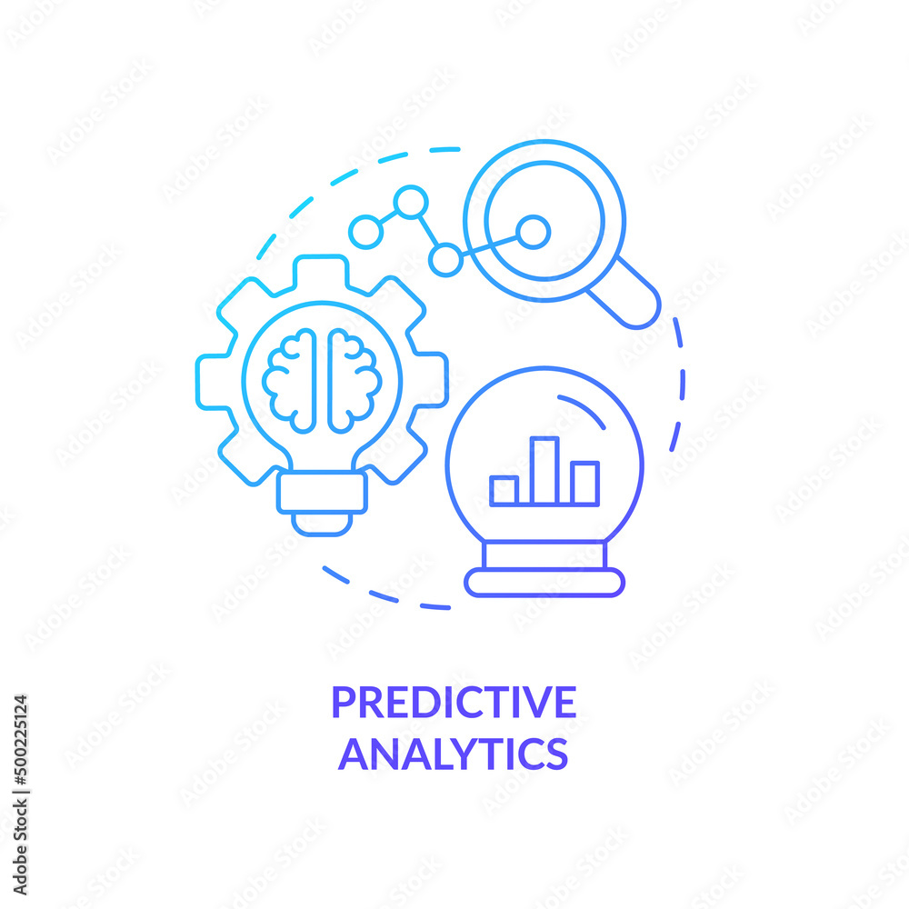 Predictive analytics blue gradient concept icon. Automated data ...