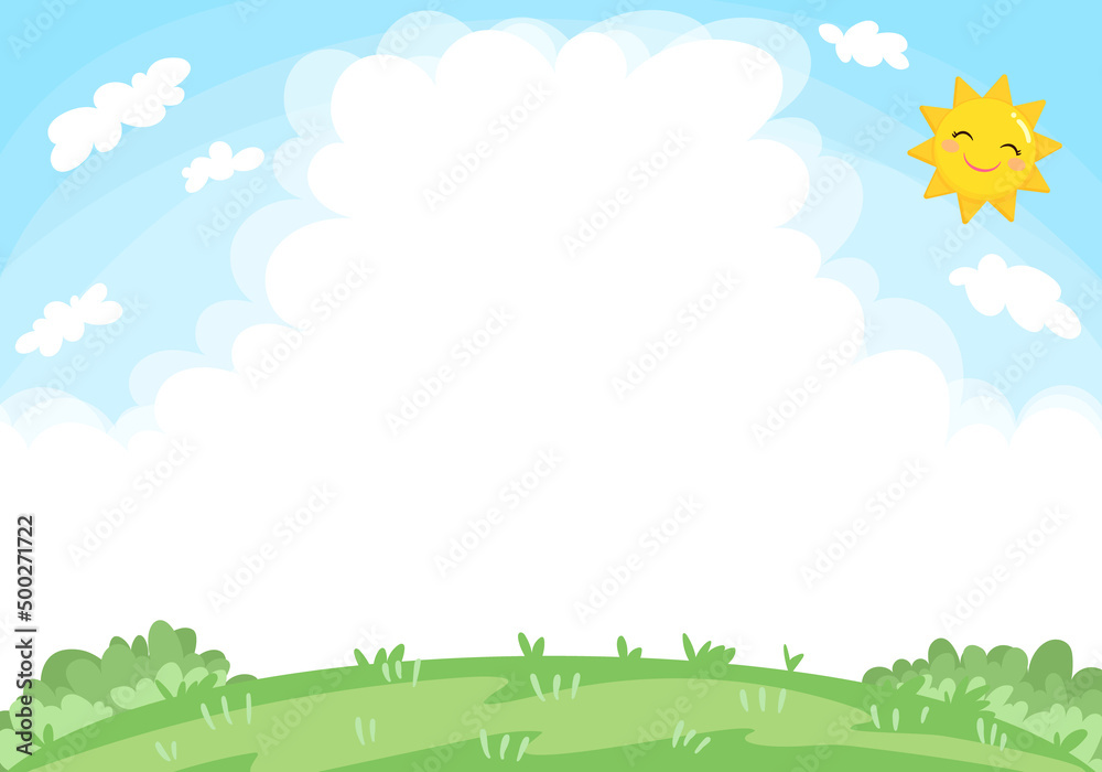 Stockvektorbilden Cute nature landscape vector suitable for kids ...