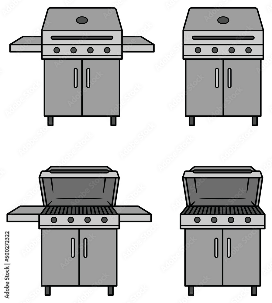 Barbecue / BBQ Gas Grill Clipart Set - Color Stock Vector | Adobe Stock