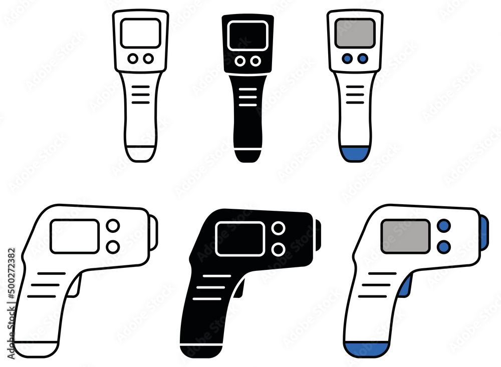 Infrared Handheld Thermometer Scanner Template Clipart Set - Outline ...