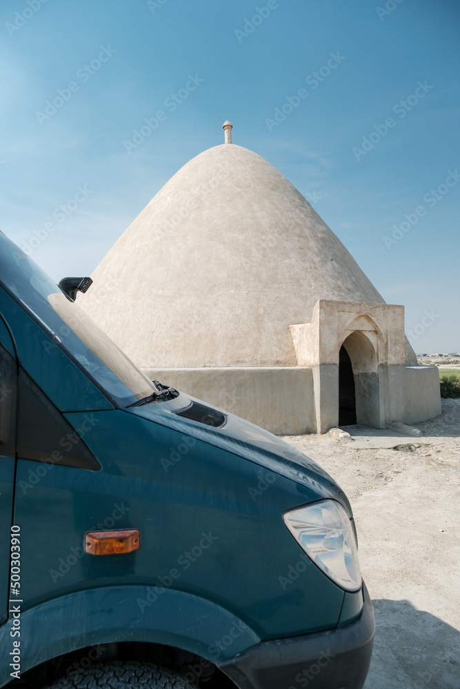 Campervan in front of Ab Anbar. An ab anbar is a traditional reservoir ...