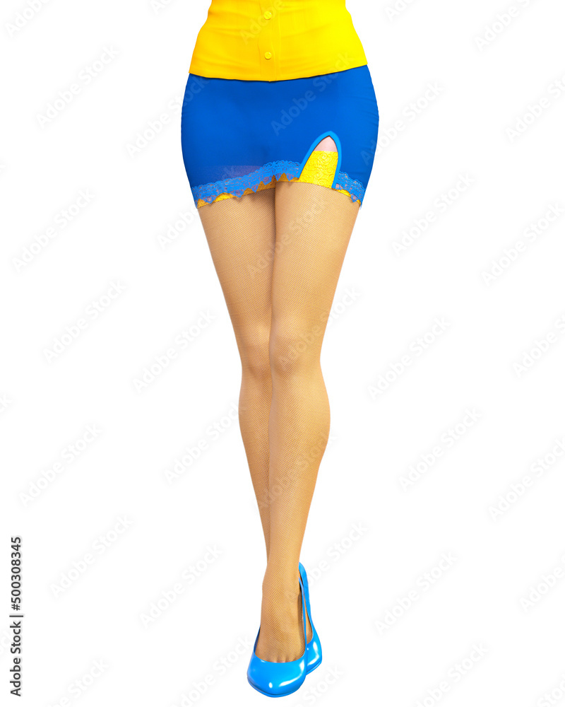 Sexy Long Secretary Legs In Mini Skirt And Stocking Stock Illustration