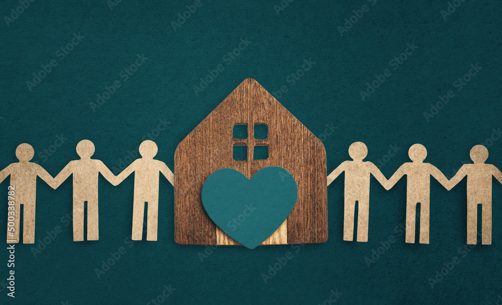 Unity and friendship of neighbors. House and community. Love and ...