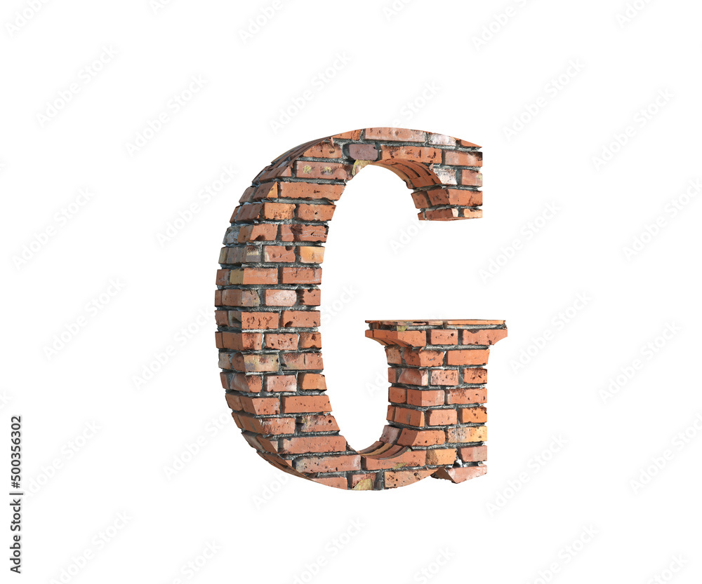 3d render of Alphabet Letter G, the 3d font made of Brick. high ...