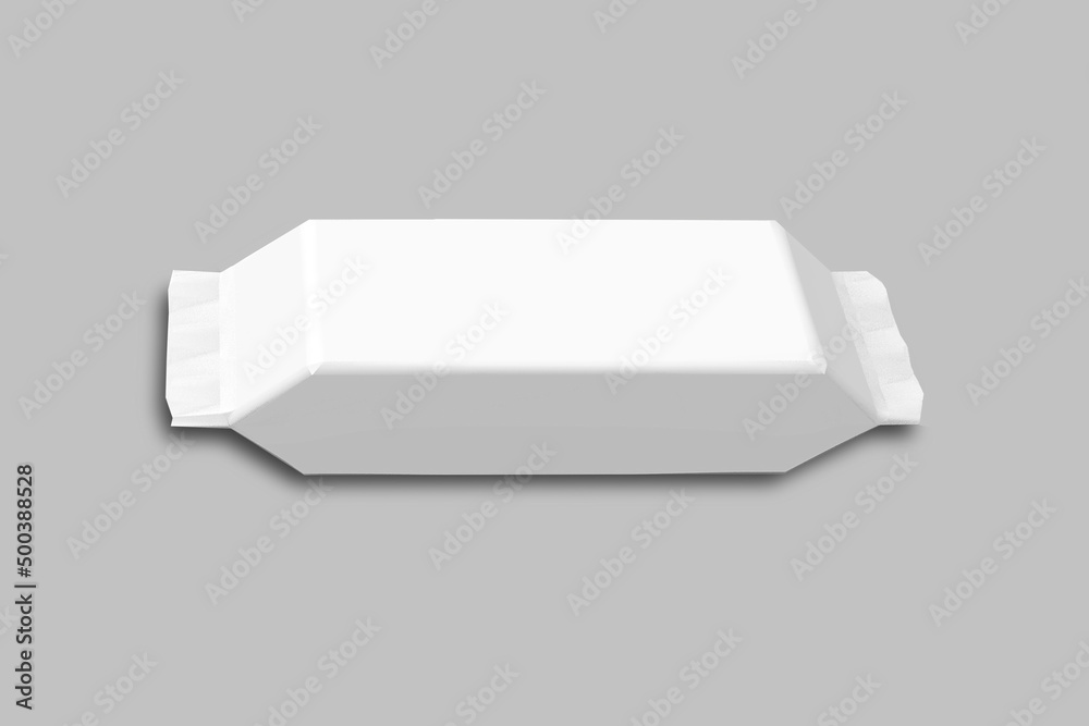 Empty blank white biscuit packaging mockup template isolated on a grey ...