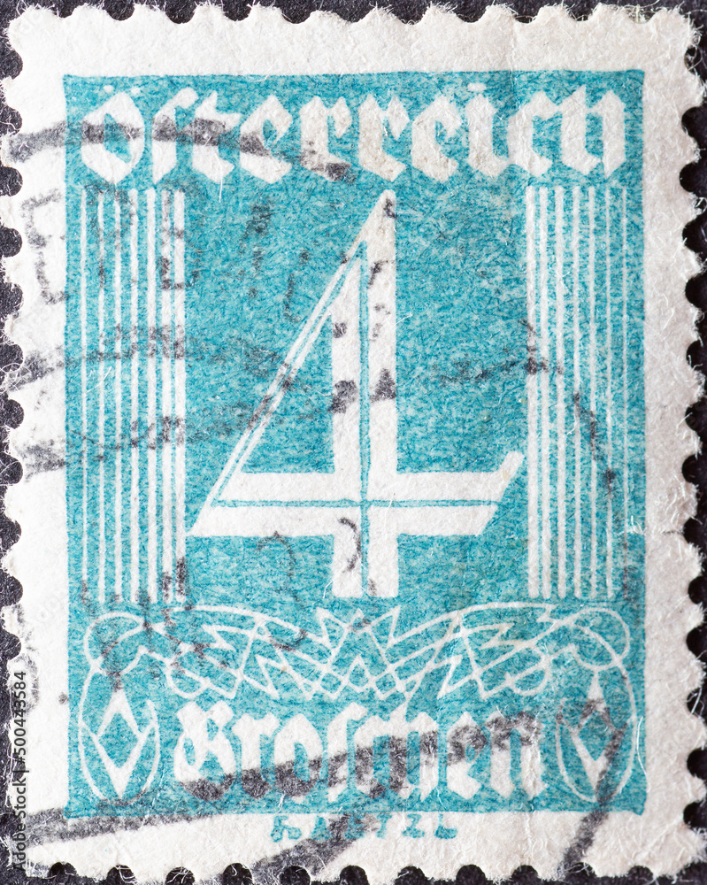 Austria - circa 1927: a postage stamp from Austria, showing a number ...