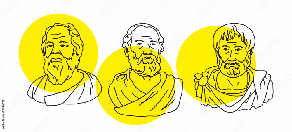 set vector illustration of three Greek philosophers from Athens ...