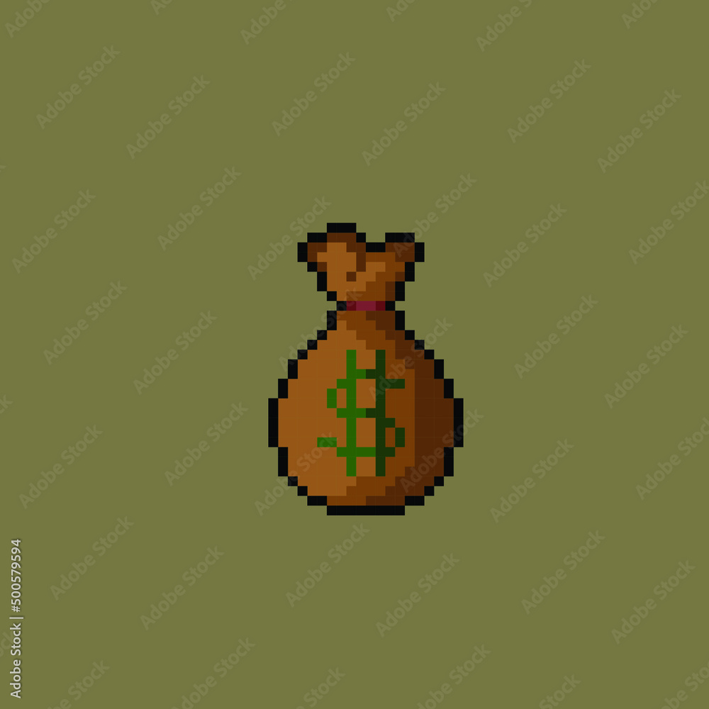 money bag in pixel art style Stock Vector | Adobe Stock