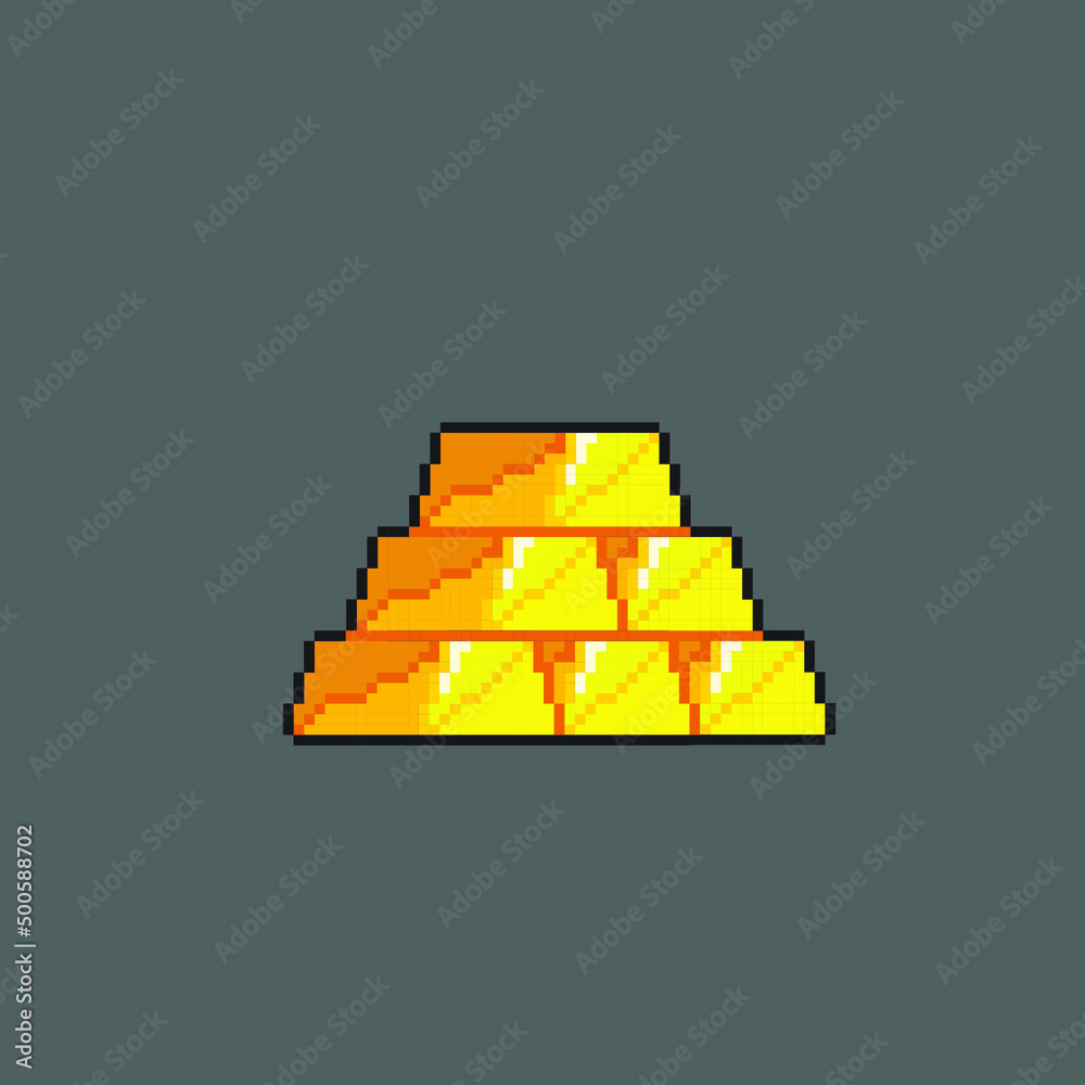 pile of gold bar in pixel art style Stock Vector | Adobe Stock