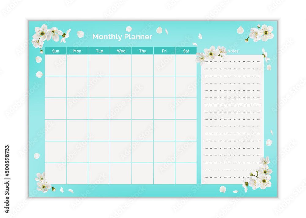 Monthly Planner to do list, notes. Printable schedule, calendar for ...