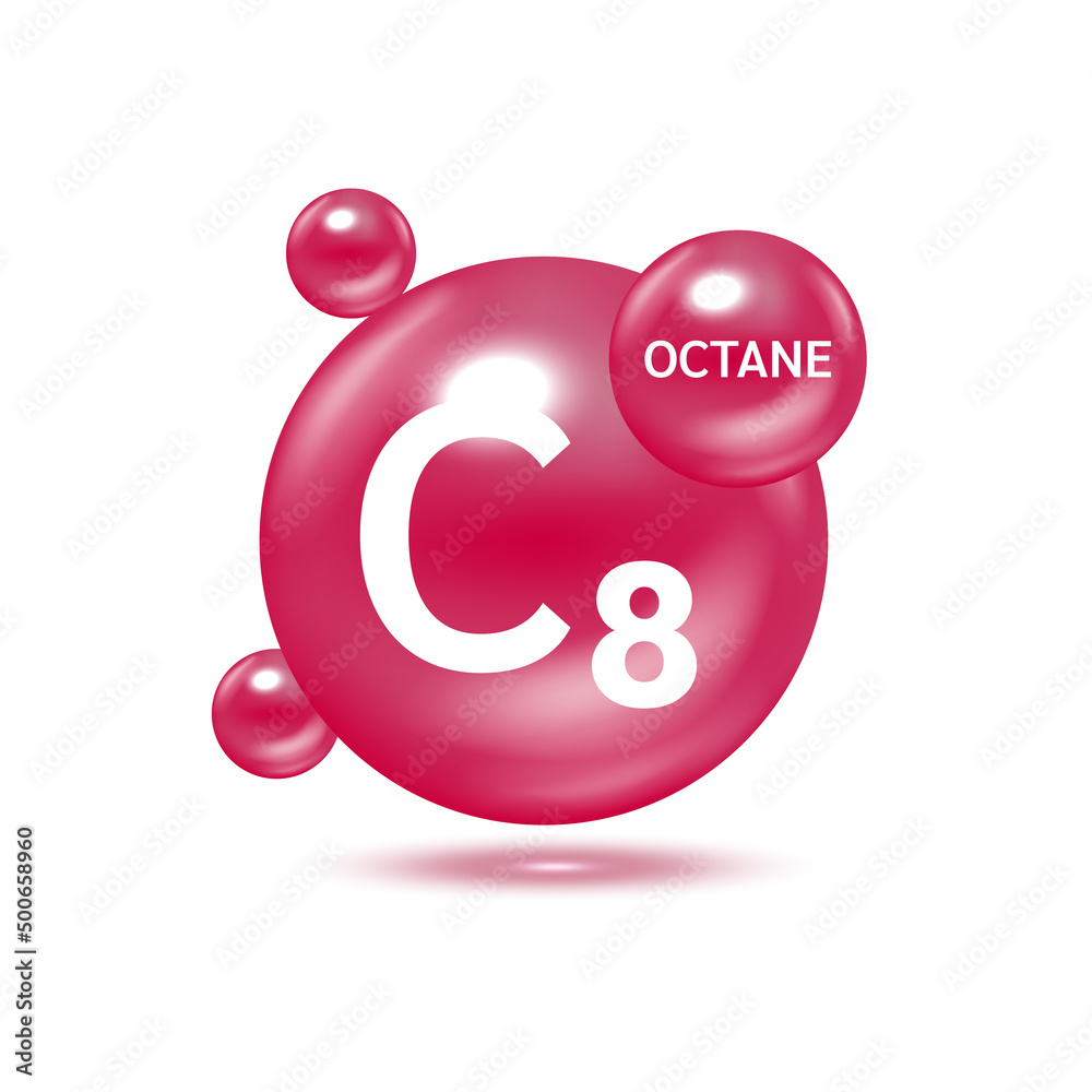 Octane gas molecule models and Physical chemical formulas. Natural gas ...