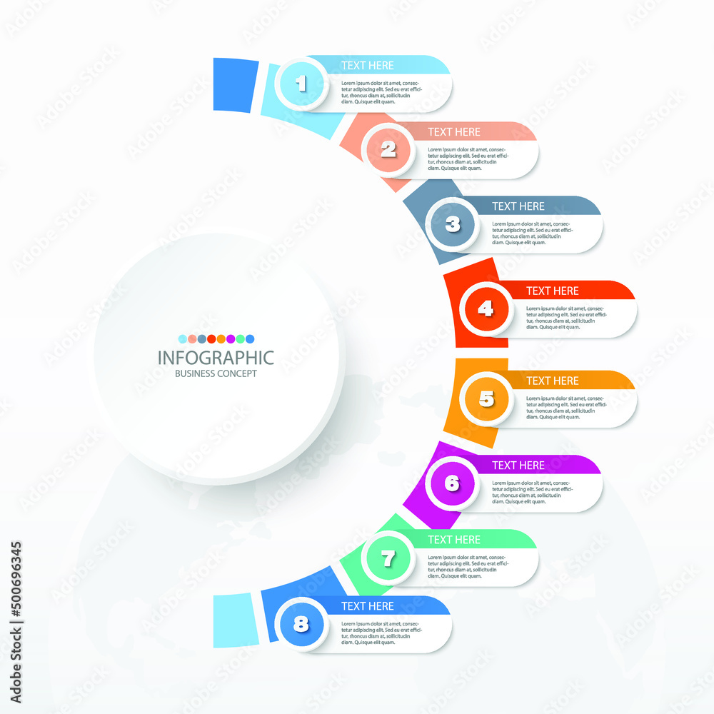 Basic circle infographic template with 8 steps, process or options, process chart, Used for ...