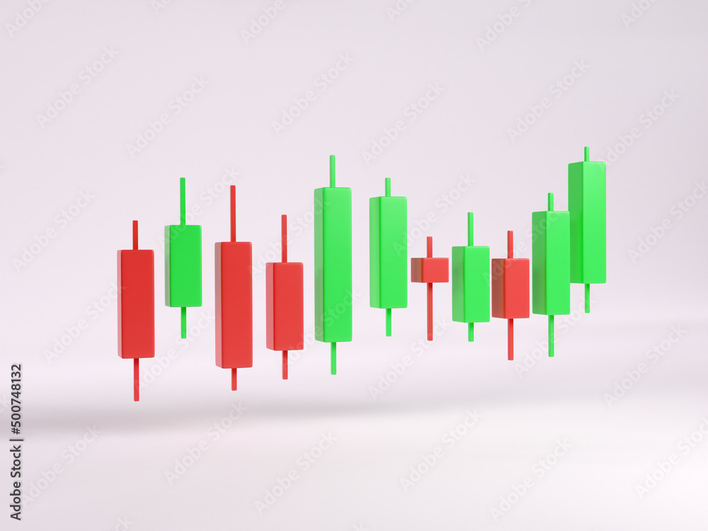 3d business graph candlestick trading growth chart. financial stock ...