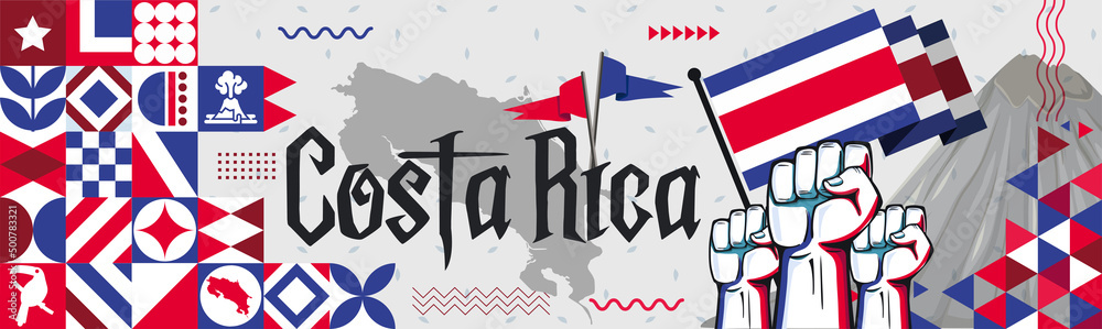 Costa Rica National day banner with abstract shapes. Costa Rican flag ...