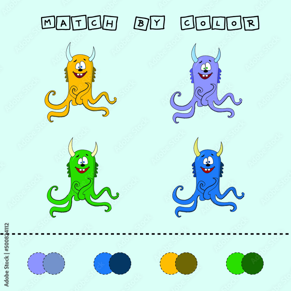 Matching children educational game. Match by color. Activity for pre ...