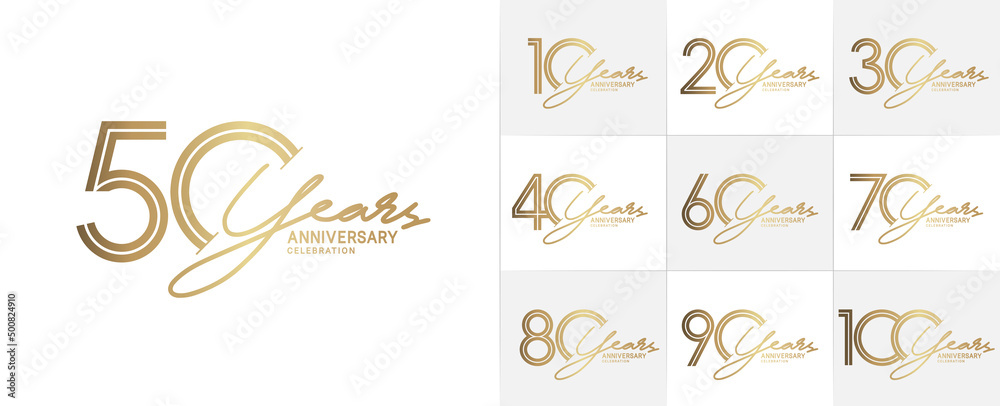 set of anniversary premium collection golden color can be use for ...
