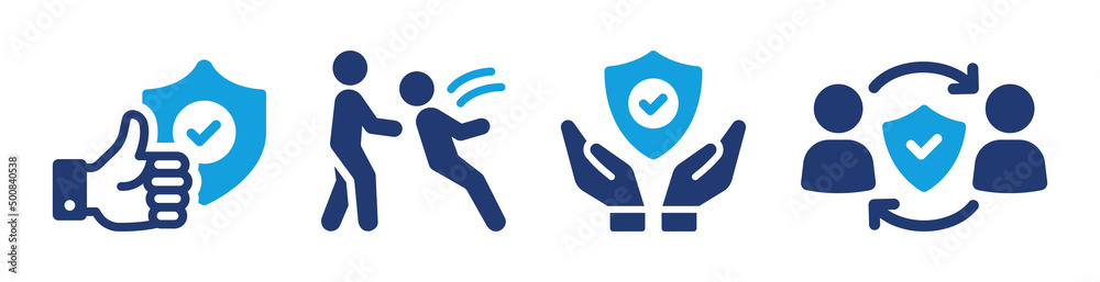 Trust icon set. Containing secure, partnership, protection and ...