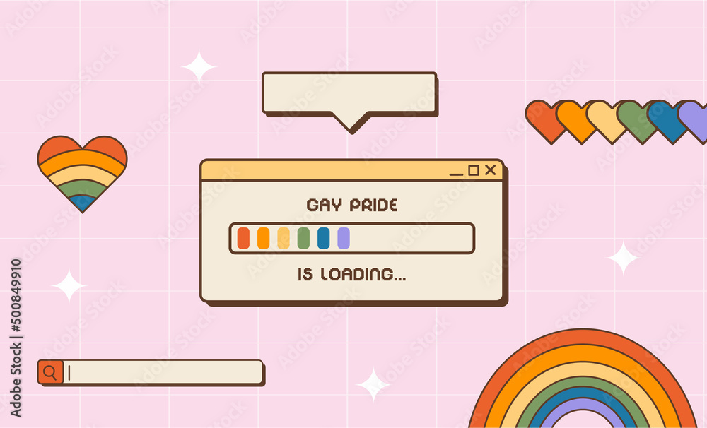 Vaporwave retro social media post for LGBTQ Pride Month. 80s 90s Y2K ...