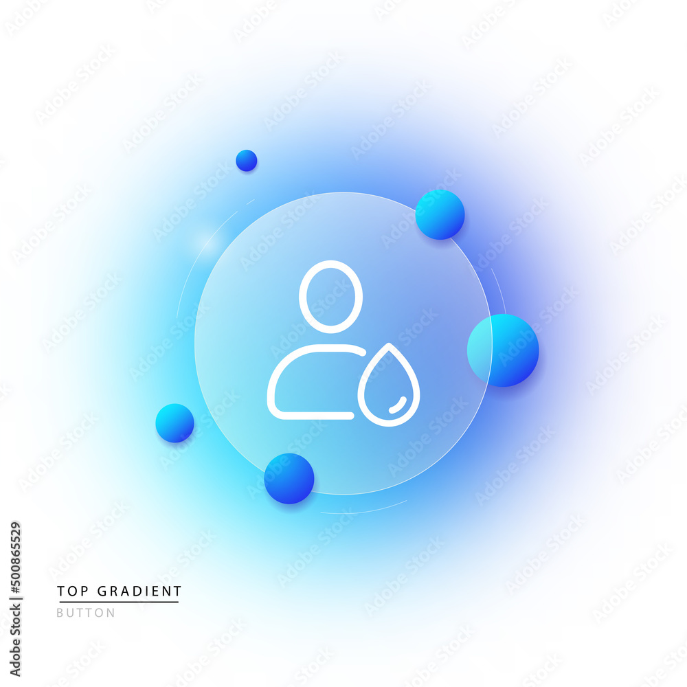 Water man icon. Thirst. Evaporation. Gradient blur button with ...