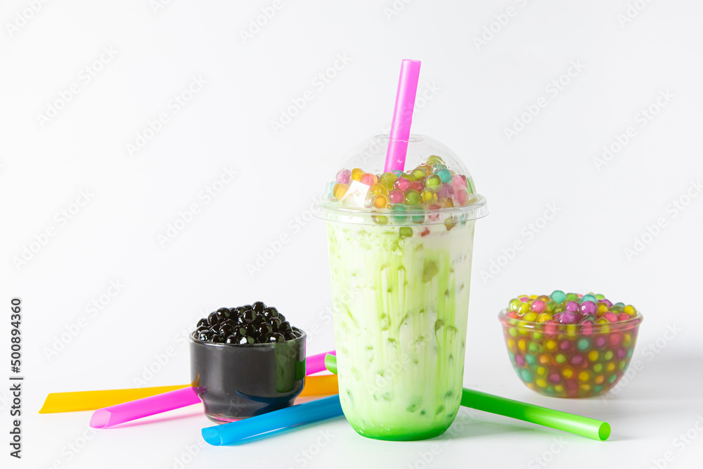 Traditional beverage of asia taiwan, Ice buble or boba milk tea in ...