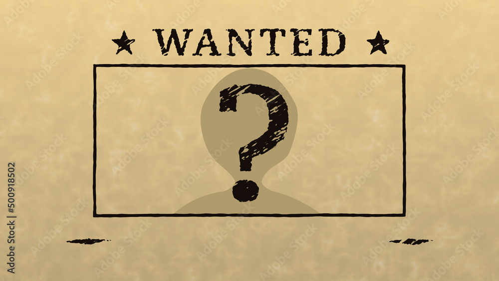 Wild West Wanted Posters with Human Figure and Question Mark on Paper ...