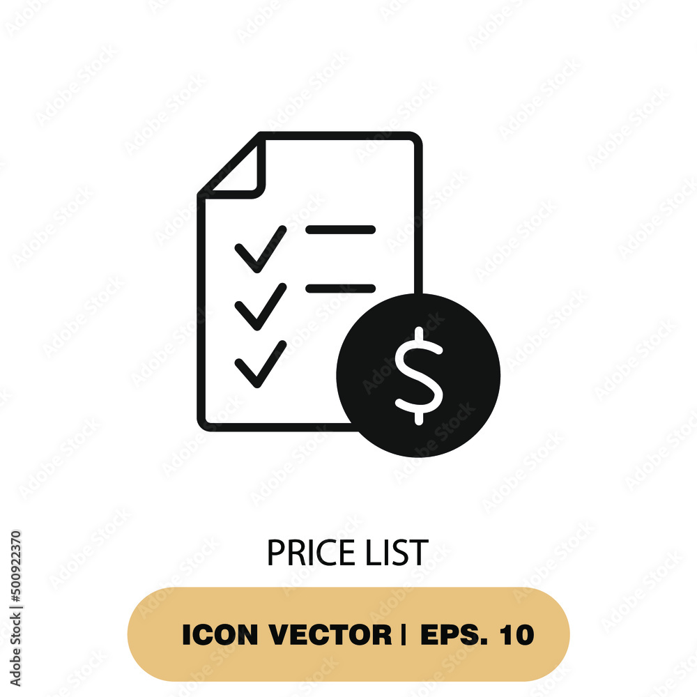 price list icons symbol vector elements for infographic web Stock ...