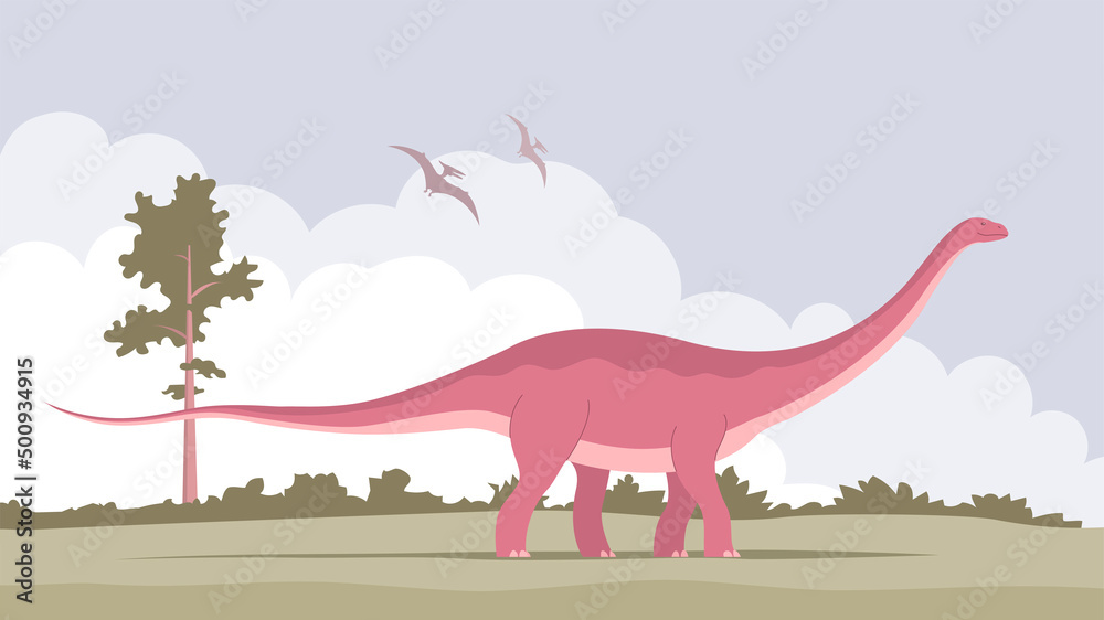 Big brontosaurus with a long neck. Ancient pangolin apatosaurus ...