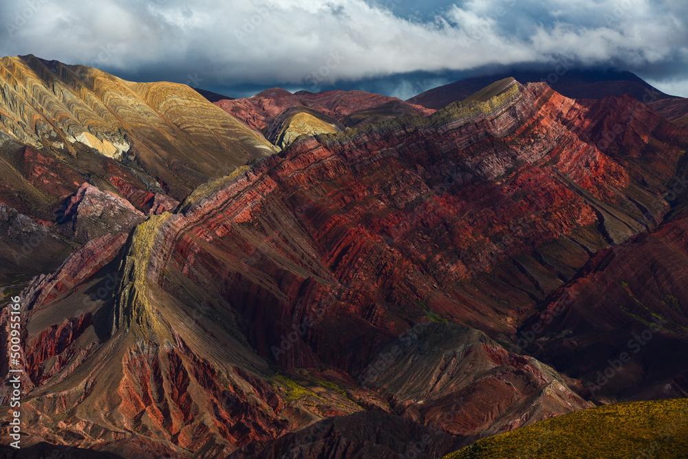 The dramatic landforms of the Cerro de los 14 Colores, or Fourteen ...