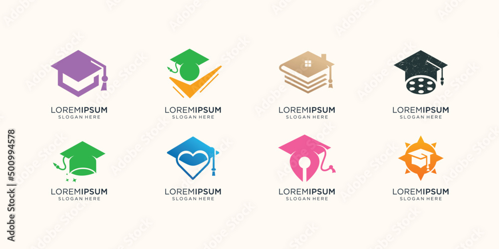 set of creative education logo template. toga, people, success ...